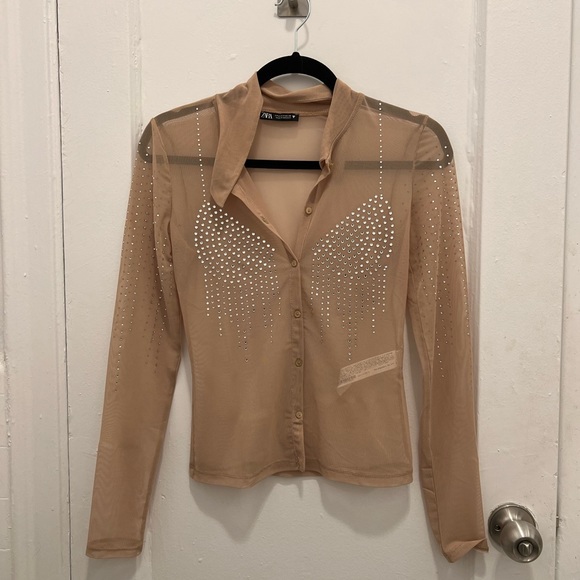 Zara | Tops | Zara Rhinestone Top | Poshmark